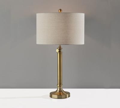 China Modern Brass Table Lamp with LED Lighting and Drum Shade for Bedroom Decorative Lighting for sale