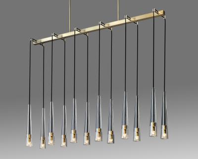 China Linear Brass Chandelier with Adjustable Height and 50000 Hours Lifespan for Restaurant Villa Hotel for sale