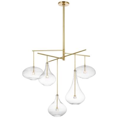 China Modern Luxury Brass Body Crystal Shade Pendant Light with 3500K Warm White LED Suspended Lighting for sale