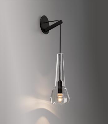 China Adjustable Height Brass LED Wall Lamp Modern Oval Glass Sconce for Living Room for sale