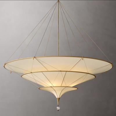China Yihao Custom Medieval Style Multi-Layer Ceramic Pendant Light Umbrella Shaped for Exhibition Hall Chandeliers for sale