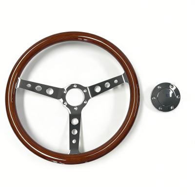China Classic Premium Mahogany Walnut Wood Grain Steering Wheel 15 Inch for sale