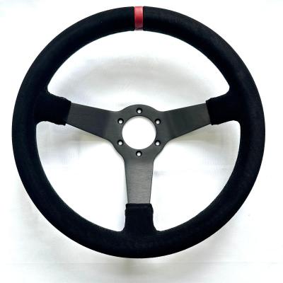 China 14 Inch 350MM Suede Racing Car Steering Motorsport Steering Wheel for sale