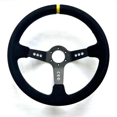 China Custom Racing Rally Steering Wheel 90mm Deep Dish 350mm Black Suede 6061 Aluminum for sale