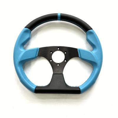 China Blue Black 15 Inch Racing Steering Wheel 3 Spoke Flat Bottom ODM for sale