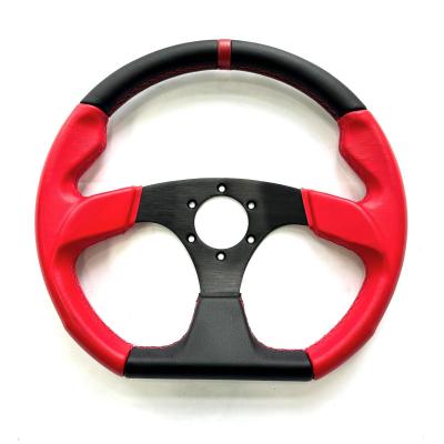 China Flat Red Microfiber Leather Dragster Racing Steering Wheels PC Sim Gaming for sale