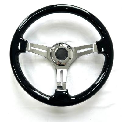 China DELUXON 350mm Universal Racing Steering Wheels 3 Spoke Black Red Purple ABS Chrome for sale