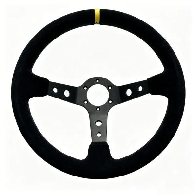 China 90 MM Dish Suede Steering Wheels For Rally And Drifting With High-strength 6061 Aluminum Spokes for sale