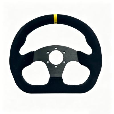 China Left Hand Drift Race Car Steering Wheel 320mm Black Suede Spoke OEM for sale