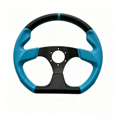 China Blue Black 15 Inch Racing Steering Wheel 3 Spoke Flat Bottom ODM for sale