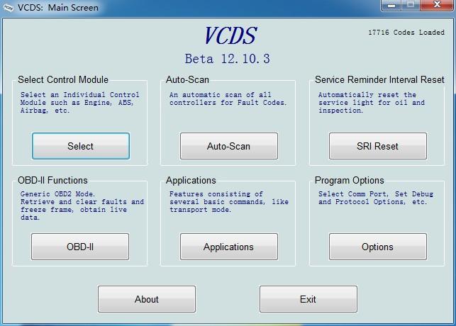 vag com main screen