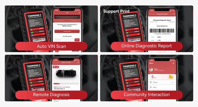 THINKCAR Thinkdiag2 All System Bidirectional Diagnostic Scanner for iOS & Android with CAN-FD Protocol and 15+ Reset Functions