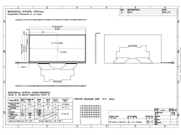 12.1 Inch Industrial Touch Display With Resolution 1768*828 IPS TFT LCD Panel