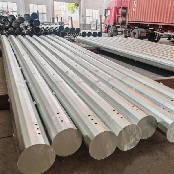Quality 16 Sided Polygonal Transmission Steel Pole Hot Dip galvanised steel posts ASTM A572 for sale