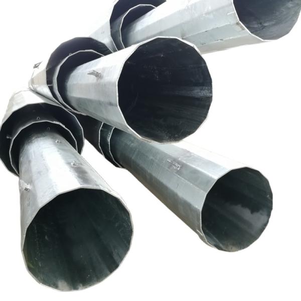 Quality 110FT 4 Segments Transmission Steel Pole Polygonal 10mm Composite Power Poles for sale