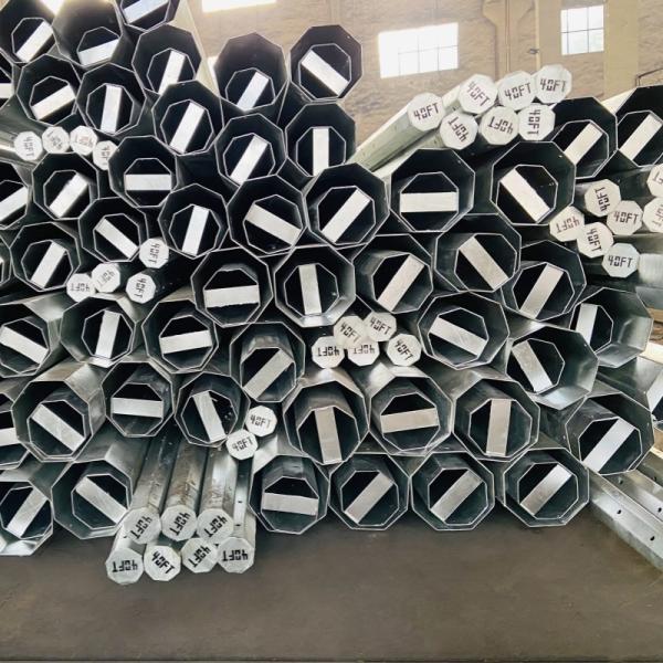 Quality 15kv Power 2.75mm Distribution Steel Pole Octagon Shape 40FT Galvanized Pole for sale
