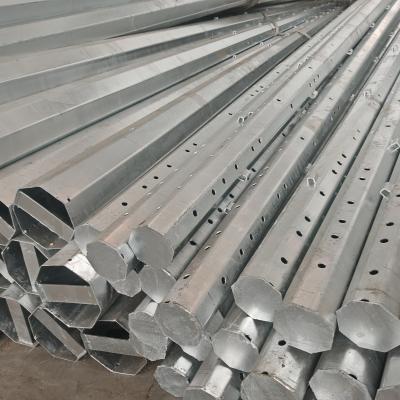 China Hongxin 40FT Octagonal Distribution Steel Pole Hot Dip Galvanized with Climbing Rungs for sale