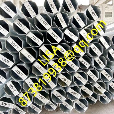 Китай 15 кВ 30 футов Стальной столб восьмиугольный оцинкованный металлический столб прямого захоронения продается