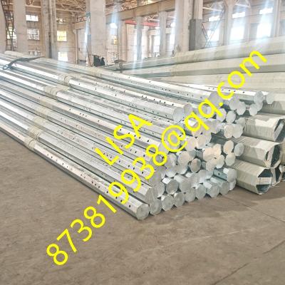 China Philippines Octagonal Distribution Steel Poles 15kV 69kV Hot Dip Galvanized Poles for sale
