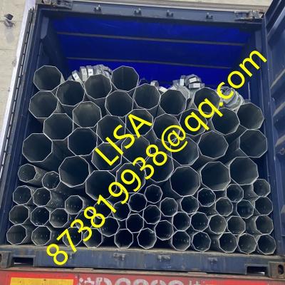 China Dominican Republic 9M 10.5M 12M Hot-dip Galvanized Octagonal Tapered Electric Steel Pole with Top and bottom Cap for sale