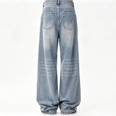 China Light Wash Men's Jeans Straight Baggy Light Wash Jeans Wide Leg for sale