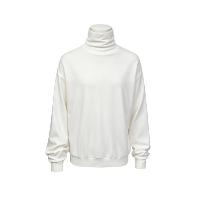 China 305GSM Turtleneck Long Sleeve Shirt Oversized Drop Shoulder Brushed Long Sleeve Tee Double-Sided Fabric for sale
