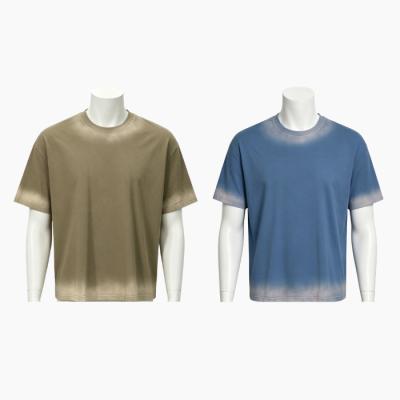 China 210G Cotton Spray Marble Gradient Oversized Drop Shoulder Multi-Season Tee 6 Colors for sale