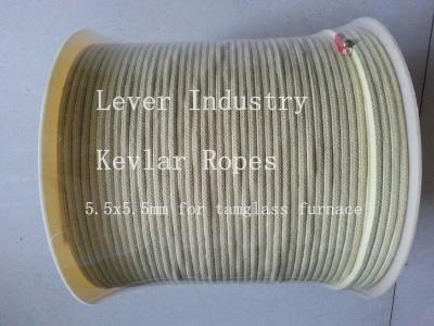Cina corda della fibra di 6x6mm Aramid per Tamglass che tempera la corda del fuoco del Kevlar della fornace in vendita