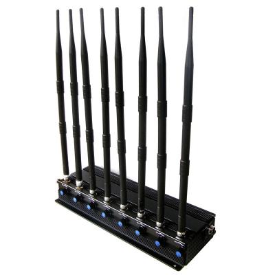 China Jammer,Cellphone jammer,Adjustable 20 watt 8 Antennas Mobile Phone GPS WiFi Jammer UHF VHF LoJack Jammer for sale