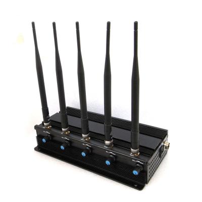China Jammer,Cellphone jammer, Adjustable 5 Antennas GPS LOJACK 315,433, 868 RF Jammer for sale