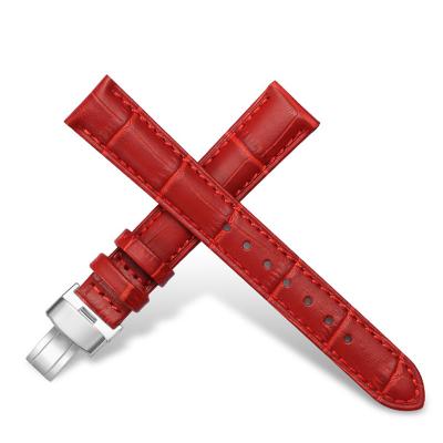 China ALK Leather Watch Band Bracelet Strap butterfly deployant Clasp buckle Watchband accessories 14mm 16mm 18mm 19mm 20mm 22 for sale