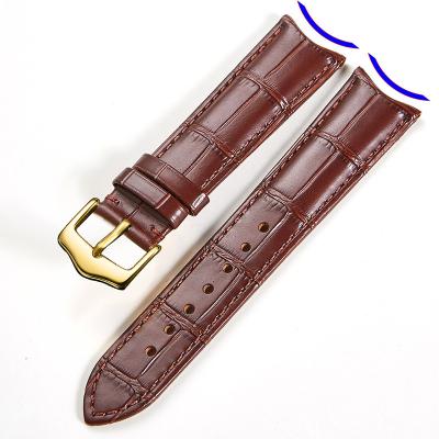 China High-grade Leather band Curved Interface Slub Pattern Pin Buckle Watch Strap Metal Buckle 18 20 21 22mm for sale
