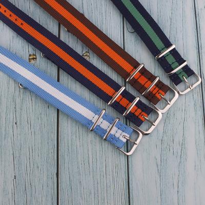 China Nato Watchband Canvas Strap for Watch 18mm 20mm 22mm Nylon Accessories Stainless Steel Buckle Stripe Bracelet for Wristw for sale