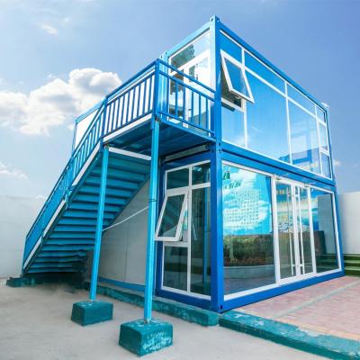 China Zontop  Luxury 40 Feet Stackable Flat Pack Foldable Tempered Glass Detachable  Portable Modern Container House for sale