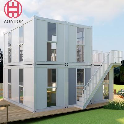 China Zontop Modern Frame Cheap  Easy Assemble 2 Story China Designed Modern  Luxry Prefab Prefabricated House Container Home for sale