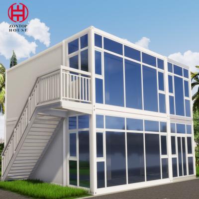 China Zontop Quality New Design Small Low Cost Fast Build  Ready Quick Concrete Modular Glass Containre Prefab House Home for sale