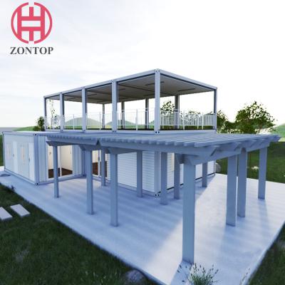 China Zontop Easy Install Prefab Shipping Tiny House Kit Modern Luxury House Prefabricated Container Home for sale