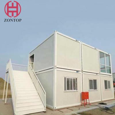 China Zontop Modern Luxury  Easy Assemble Steel Prefabricated 2 Story Frame 20ft 40 Ft  Shipping Container House for sale