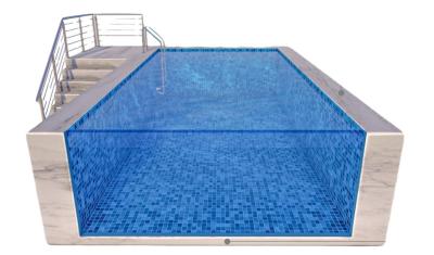 China Janela de piscina transparente Container de estrutura de aço pré-fabricado piscina para natação acima do solo à venda