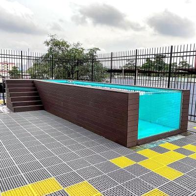 China Fácil de instalar piscina de contêineres infinitos Spa de natação com material de janela acrílica PMMA Lucite à venda