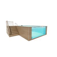 China Endless Pool Shipping Container Swimming Pool with Rectangular Fiberglass Pool and Spa for sale