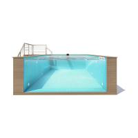 China Endless Pool Shipping Container Swimming Pool with Rectangular Fiberglass Pool and Spa for sale