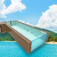 China Endless Pool Shipping Container Swimming Pool with Rectangular Fiberglass Pool and Spa for sale