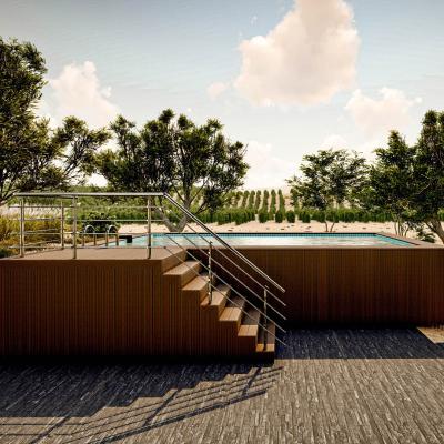 China Duidelijk Acrylpaneel Aupool Draagbare Buitenlijke Vrijstaande Container Luxe Huis Villa Te koop