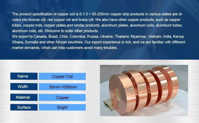 99.9% Pure Copper Strip C1100 C1200 C1020 C5191 Copper Coil
