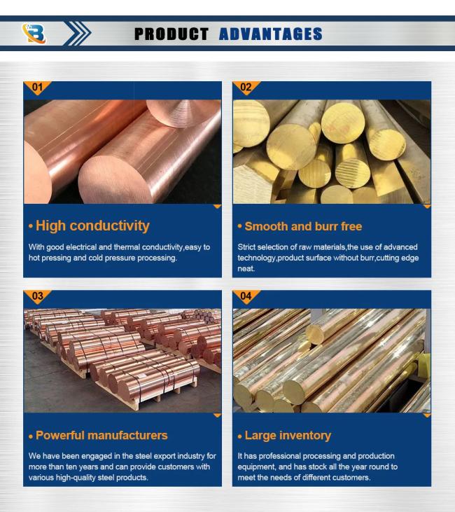 Pure Copper Bar ASTM C1020 C1100 C2600 Brass C38000 C36000 Brass Bar 8*36mm Copper Alloy Bus Bar Copper Rod