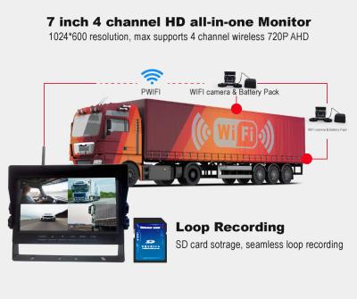 Cina Wifi Camera IR 15-20 Meter Wireless 4CH 7 Inch Monitor Kit con batterie ricaricabili in vendita