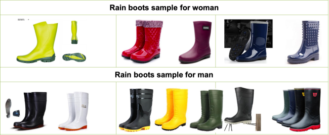 Rain shoes produced by our rain shoe making machine