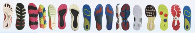 Various shoe sole designs produced by our equipment
