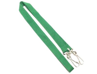China Blank Double J Hooks Custom Printed Lanyards 15mm Wide For Staff ID Card Green Background for sale